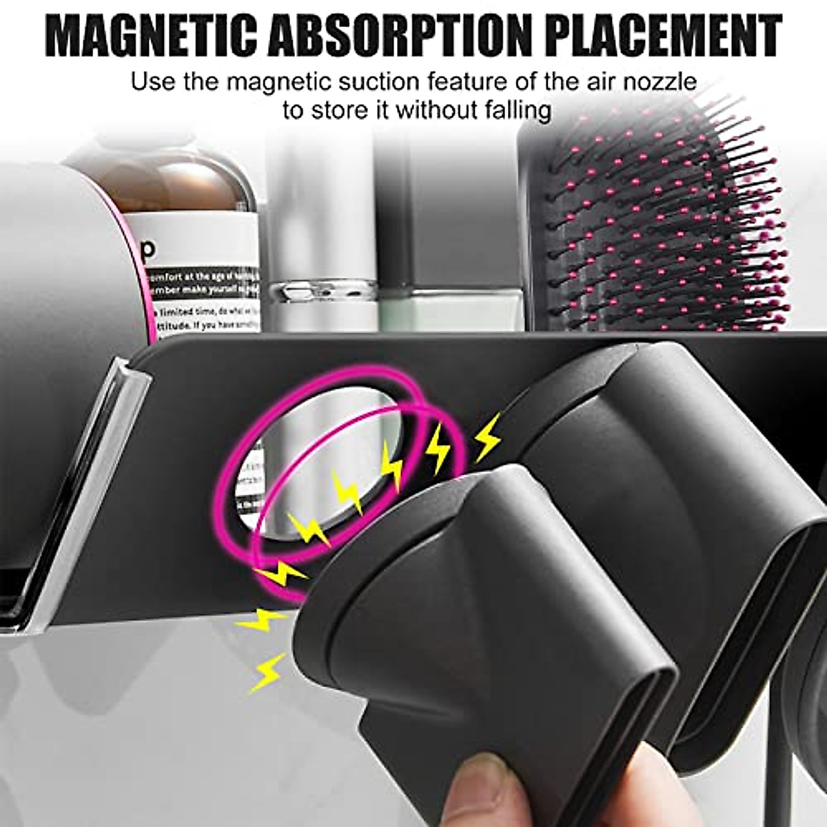 Hair Dryer Holder Compatible with Dyson Supersonic HD01 HD02 HD03 HD04 HD07 HD08 HD15 Hair Dryer Holder Wall Mounted, for Holder Hair Dryers/Hairdryer Accessories/Cosmetics Hanging Storage Organizer