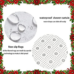 Two Snowmen Bathroom Decor Sets Accessories with Shower Curtain Christmas Shower Curtain Set with Rugs and Accessories Xmas Bathroom Decor 4Pcs