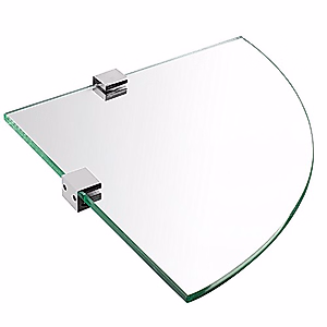 Mount-It! Corner Glass Shelf for Bathroom, Shower, Bedroom and Closets, Wall Mounted 8mm Thick Tempered Glass, 9.75 Inch