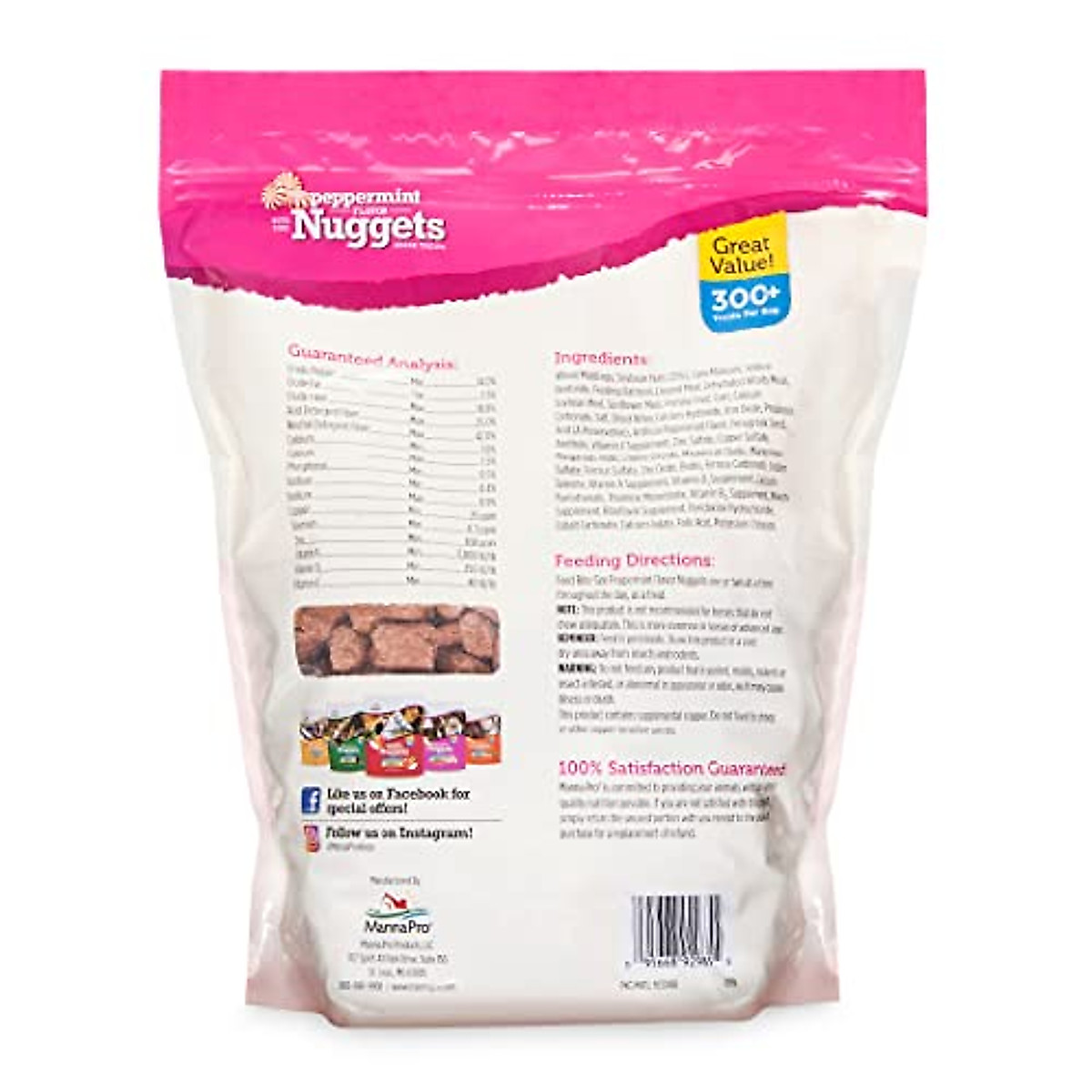 Manna Pro Bite-Size Nuggets for Horses - Pocket Sized Training Horse Treats - Peppermint Flavored Treats - Packs with Vitamins & Minerals- Great Taste Guaranteed - 4lbs