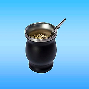 Shop Antares Mate Cup And Bombilla Set - Yerba Mate set Includes One Yerba Mate Cup, One Bombilla Mate (Straw) and Brush - Stainless Steel Double-Wall | Easy to Clean (Black)