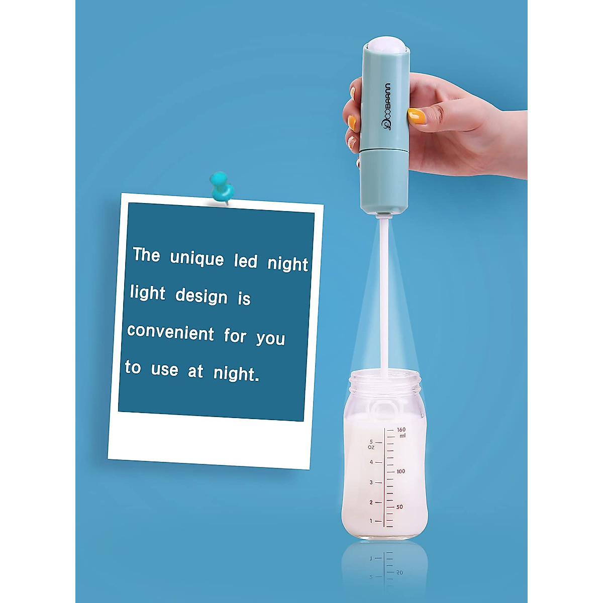 DOOBAANN Handheld Electric Formula Stirrer,Handheld Drink Mixer (Blue)