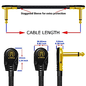2 Units - 4 Foot - Audioblast HQ-1-BRAID (Black) - Ultra Flexible -Dual Shielded(100%) -Instrument Effects Pedal Patch Cable w/Low-Profile, R/A Gold Pancake TS(6.35mm) Plugs & Dual Staggered Boots