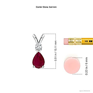 Angara Women’s 14k White Gold Ruby Teardrop Pendant Necklace with Diamond.