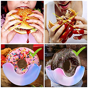 NIWISFOS Burger Hamburger Holder Sandwich French Fry Taco Sauce Holders Fixed Box Container Rack for Eating, Silicone Reusable, 4Pcs