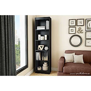 South Shore Axess 5-Shelf Narrow Bookcase, Pure Black, 7270758