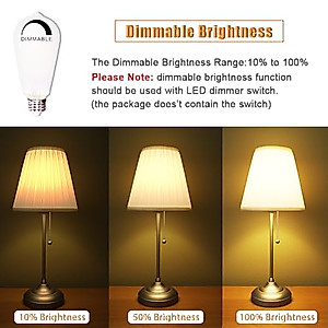 Vintage LED Bulbs ST64 6W Equivalent 60W, 2700K Warm White 800lm Dimmable Brightness LED Light Bulbs with E26 Base and Frosted Glass Cover, Pack of 3 (2700K, 6W)