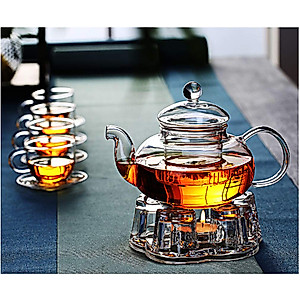 Sun's Tea Universal Solid Crystal Glass Teapot Warmer | Tea Warmer | Teapot Heating Base | Tealight Warmer- Candle Never Flames Out