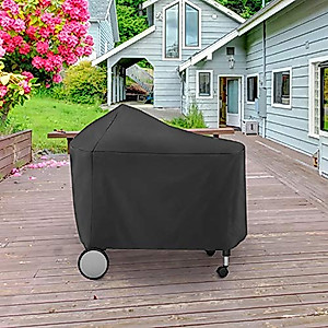 SunPatio Outdoor Waterproof Grill Cover Compatible for Weber 22 Inch Performer Premium Deluxe, RecTeq, Char-Griller Grills, Compared to Weber 7152, Heavy Duty Weather Resistant Charcoal BBQ Cover