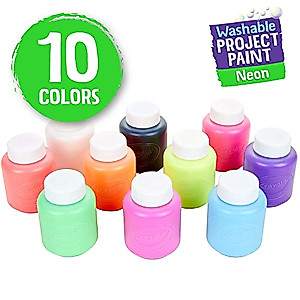 Crayola Washable Kids Project Paint - Neon (2oz), Arts & Crafts Supplies For Kids, Preschool & Kindergarten, Gifts, Ages 3+