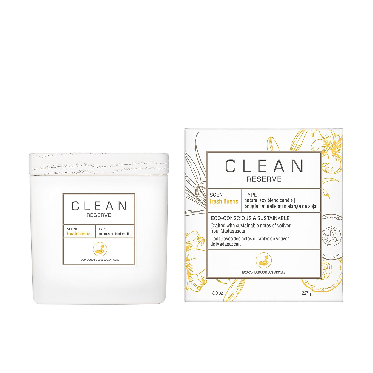 CLEAN RESERVE Home Candle | Natural Soy Blend Scented Candle | Premium Non-Toxic Candle Made with Sustainable Ingredients | Up to 40 Hour Burn Time | 8 oz