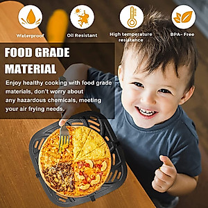 Universal Air Fryer Grill Pan Food Separator Cooking Divider Kitchen Square Nonstick Fry Coating Pan Fit For Chefman 8QT Air Fryer Toaster Oven Combo-french Door Liners Cookbooks Dishwasher Safe Large