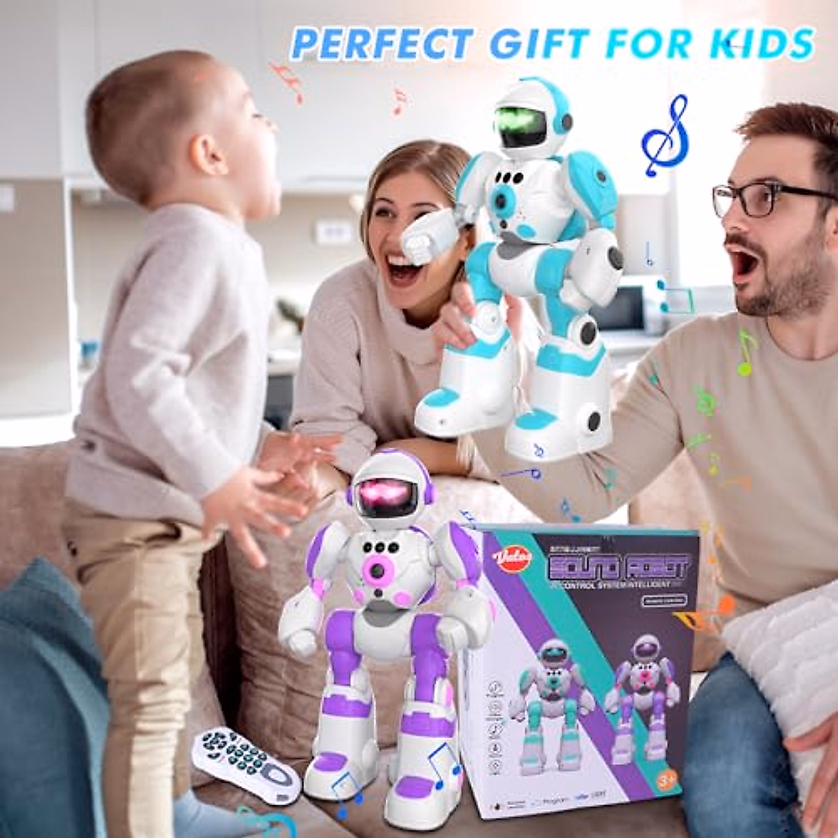 VATOS Robot Toys for Kids, Remote Control Robot with Record Voice & Gesture Sensing Control, Rechargeable Programmable Music Dancing Functions Cool Birthday Gift for Toddler Boys Age 3 4 5 6 Years Old