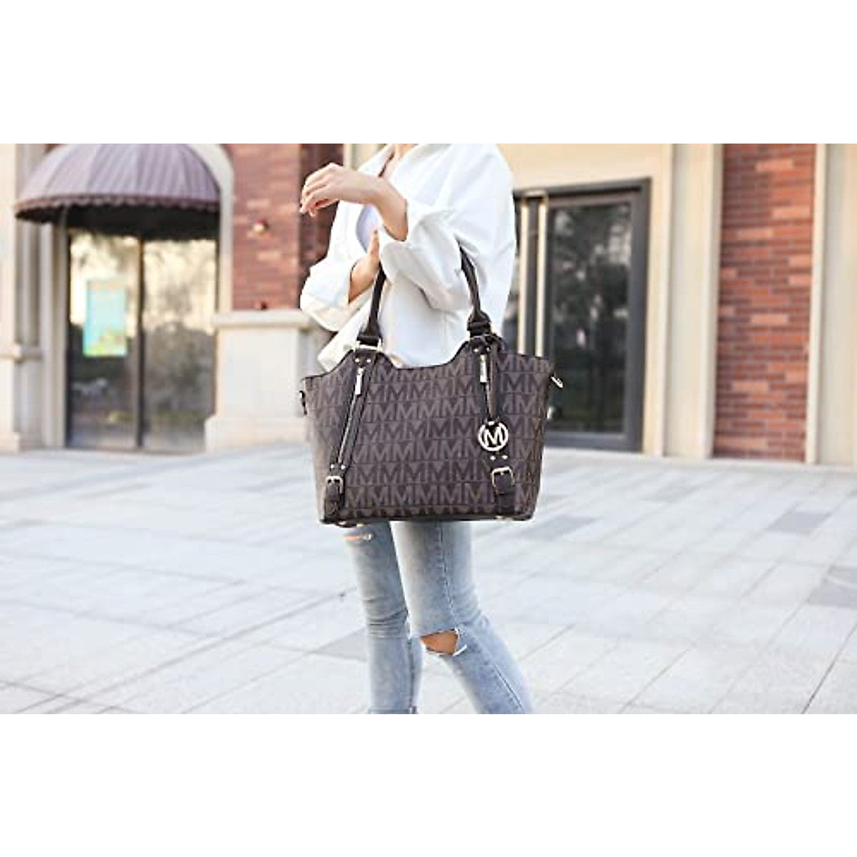 MKF Collection Crossbody Tote Bag for Women - PU Leather Top-Handle Satchel Shoulder Handbag
