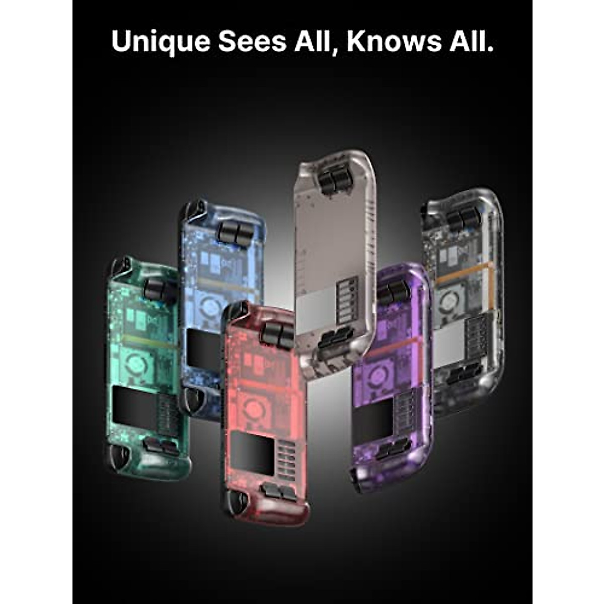 JSAUX Transparent Back Plate Compatible for Steam Deck, DIY Clear Edition Replacement Shell Case Compatible with Steam Deck, Buttons with Three Different Heights and Feel - PC0106 [Crystal]