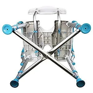 MedGear A-0273A DURA Hygienic Cutout Shower Chair with Back and Arm Rests Including Free Clip-on Shower Head Holder