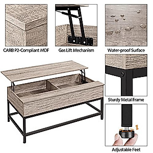 Yaheetech 3-Piece 47.5 in Lift Top Coffee Table and End Table Sets for Living Room, Large Lift Up Central Table with Hidden Compartment, 2pcs 3-Tier Side Table with Shelf, Accent Furniture Set, Gray