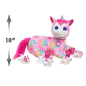 Just Play Unicorn Surprise 14-inch Licorice Stuffed Animal with Unicorn Babies, Star Pattern, Kids Toys for Ages 3 Up