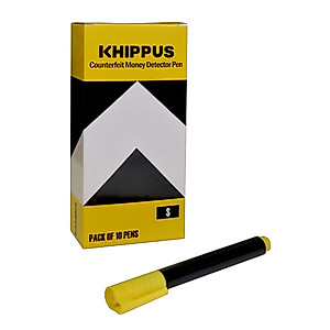 Khippus Counterfeit Bill Money Detector Pen, The Marker That Detects Fake Currency (Pack of 10 pens)