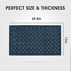MATALL No Water Holds Outdoor Mat - Non-Slip Front Back Washable Doormat, Low-Profile Heavy Duty Welcome Entrance Way Rug (29.5x17, Navy Blue)