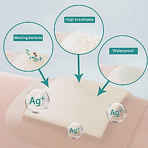 Dimora Silicone Foam Dressing Silver Ag Sterile Wound Bandage with Gentle Silicone Adhesive Border 4"x 4" Waterproof Breathable Ultra Absorbent Pads
