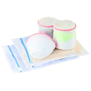 5 Pack - Simple Houseware Laundry Bra Lingerie Bags (2 Large & 3 Underwear Bags)