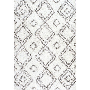nuLOOM Iola Geometric Shag Area Rug, 6' 7" x 9', White