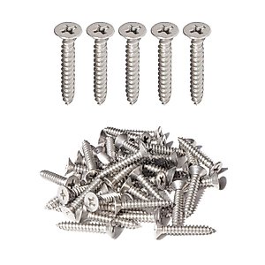 IMScrews 100pcs #6 x 1" (25mm) Stainless Flat Head Phillips Wood Screws 18-8 (304) Stainless Steel Countersunk Self Tapping Screws