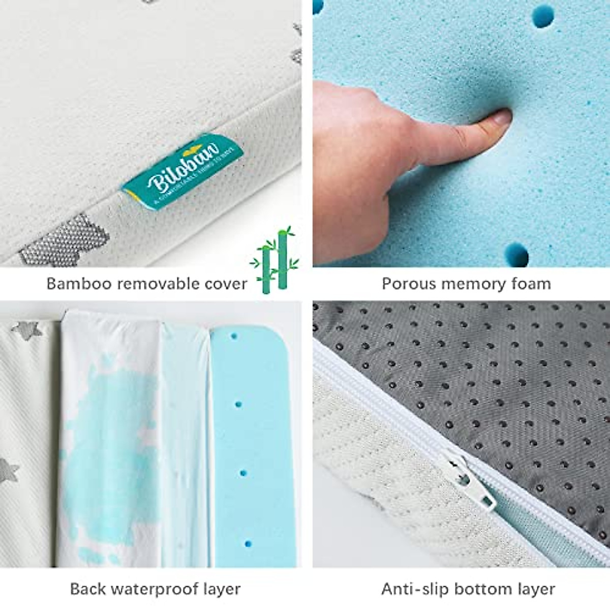 Pack and Play Mattress Topper Fits For Graco & Baby Trend &Pamo Babe Playard, Waterproof Bamboo Dual Sided (Firm for Babies) & Soft Foam (for Toddlers) Playard Mattress Pad, Foam Baby Playpen Mattress