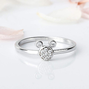 LGSY CZ Mini Mouse Rings for Women Sterling Silver