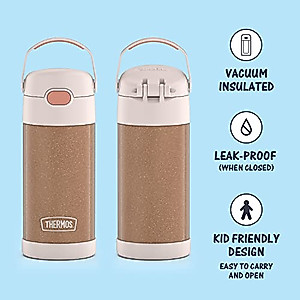 THERMOS FUNTAINER Water Bottle with Straw - 12 Ounce, Rose Gold Glitter - Kids Stainless Steel Vacuum Insulated Water Bottle with Lid