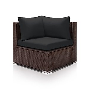 NICESOUL Modern Luxury All-Weather PE Wicker Modular Corner Sofa, Outdoor Patio Furniture Sofa Piece Brown Rattan Sectional Conversation Set for Backyard Terrace Deck Garden Sunroom, 2 Color Cushion