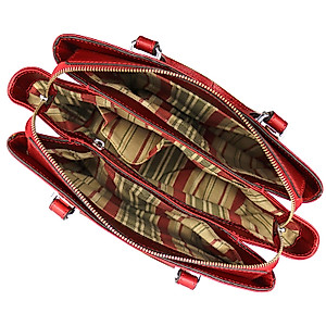 Floto Sesto Women's Leather Handbag with Crossbody Strap (Tuscan Red)