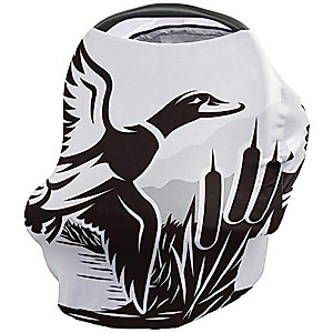 Car Seat Canopy Nursy Cover, Flying Duck Black and White Art Multi Use Breastfeeding Scarf for Infant Carseat Canopy, Stroller, Shopping Cart, Highchair