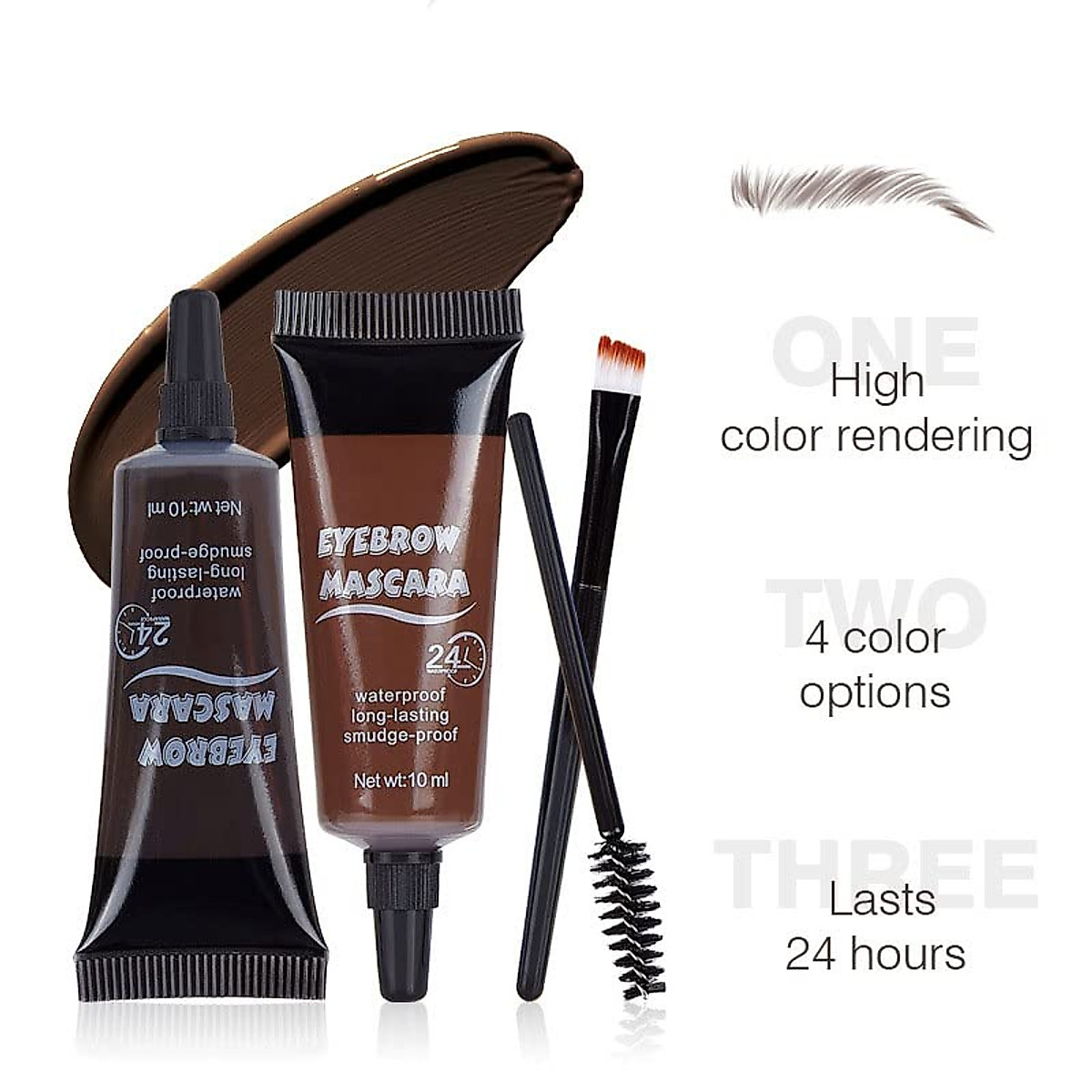 Tinted Thickening Eyebrow Mascara with Two Eyebrow Brushes,Brow Fast Sculpt,Waterproof,Transfer-proof,Eyebrow Tinting Kit- Cruelty Free - Light Medium Brown (2 Pack) (01 Brown)