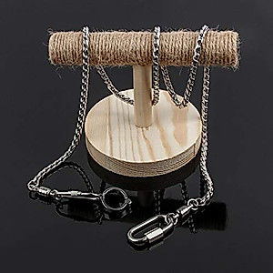 POPETPOP Parrot Foot Anklet Parrot Foot Chain, Stainless Steel Bird Foot Stand Chain with Ring, Parrot Ankle Foot Ring Pet Supplies for Birds Cockatiels Parrot Foot Chain