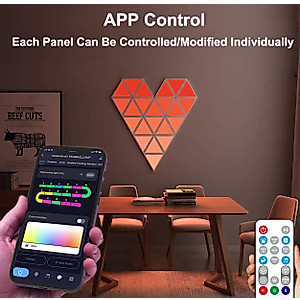 Triangle Lights LED Light Panels, Smart LED Wall Lights RGB Gaming Lights with Remote, Gaming Room Decor Work with Alexa Google Assistant,APP & Voice Control Music Sync for Bedroom/Streaming,9 Pack