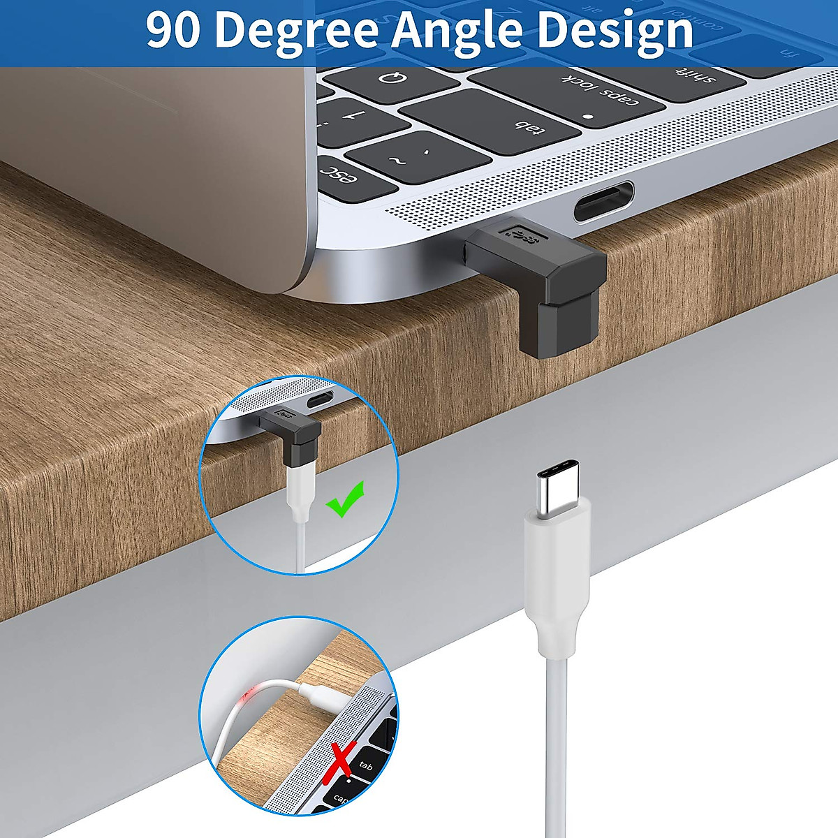 Right Angle USB C Adapter (2 Pack),3.1/10Gbps Up & Down Angled 90 Degree USB Type C Male to Female Extension Connector for MacBook Pro,Nintendo Switch,Laptop,Tablet,Mobile Phone,Oculus Quest Link