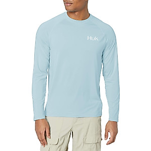HUK Men's Pursuit Long Sleeve Sun Protecting Fishing Shirt, Huk'd Up Americana-Ice Blue, XX-Large