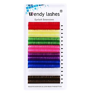 Eyelash Extensions D Curl Classic Lash Extensions .07mm Blue Green Purple Individual Lashes Mixed Colored 13mm Lashes Extension Supplies (0.07-D, 13mm)