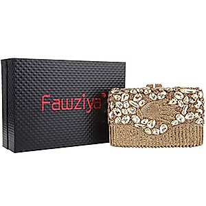 Fawziya Hand Purse For Womens Evening Bag Hard Case Rhinestone Clutch-Smoky yellow