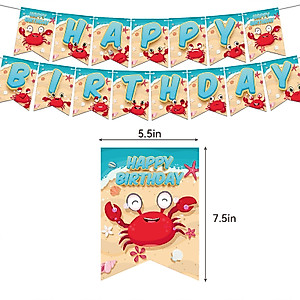 Crab Birthday Party Supplies Crab Party Decorations Includes Crab Happy Birthday Banner Cake Topper Cupcake Toppers Balloons for Crab Party, Seafood Party, Ocean Party