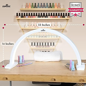 XOLLOZ Half-Moon LED Manicure Lamp - 1600 Lumen Desk Light for Nails, Tattoo & Lash Techs (White)