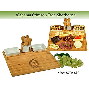 Picnic at Ascot NCAA Alabama Crimson Tide Officially Licensed Bamboo Cheese/Charcuterie Board with knife Set & cheese Markers
