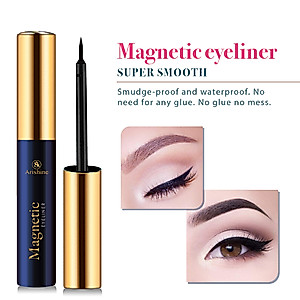 5 Pairs Reusable Magnetic Eyelashes and 2 Tubes of Magnetic Eyeliner Kit, Upgraded 3D Magnetic Eyelashes Kit With Tweezers Inside, Magnetic Eyeliner and Magnetic Eyelash Kit - No Glue Needed