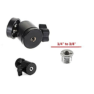 AKOAK 1/4" Swivel Mini Ball Head Screw Tripod Mount for DSLR Camera Camcorder Light Bracket, Pack of 1