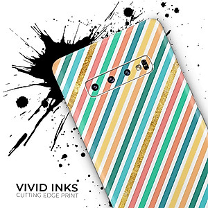 DesignSkinz Tropical Summer Gold Striped v1 Protective Vinyl Decal Wrap Skin Cover Compatible with The Samsung Galaxy S20 (Screen Trim & Back Glass Skin)