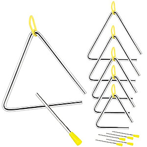 MUKCHAP 6 Pack Musical Triangle Instrument Set, 4, 5, 6, 7, 8, 9 Inch Musical Triangle with Striker, Musical Steel Triangle Percussion Instrument for Rhythm Education and Ornament