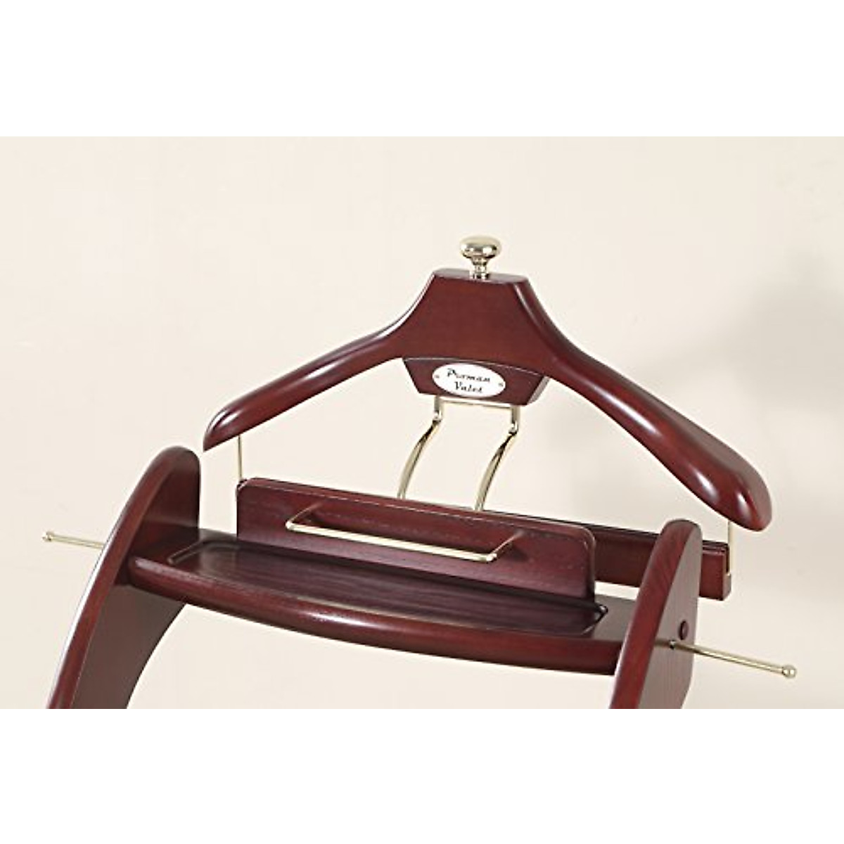 Proman Products Windsor Signature Valet Stand VL36158 with Tray, Detachable Contour Hanger, Trouser Bar, Tie Rack, 13.5" W x 16.5" D x 45" H, Dark Mahogany