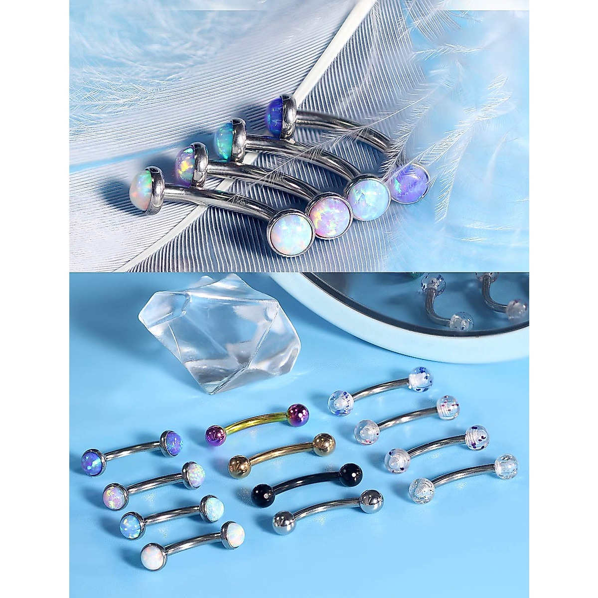 Jenxnjsjo Eyebrow Rook 16g 8/10mm Piercing Jewelry Ring for Women Vertical Labret Lip Hood Curved Barbell Rook Snug Earrings Belly Button Snake Frog Eyes Vch Bridge Cartilage Daith Surface Anti Tragus